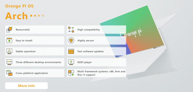 Single-board computer: Orange Pi OS based on Android 12 or Arch Linux