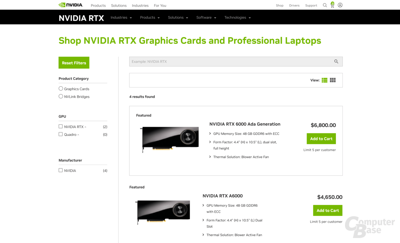 Nvidia RTX 6000 Ada Generation: Profi-Grafikkarte wird deutlich teurer ...