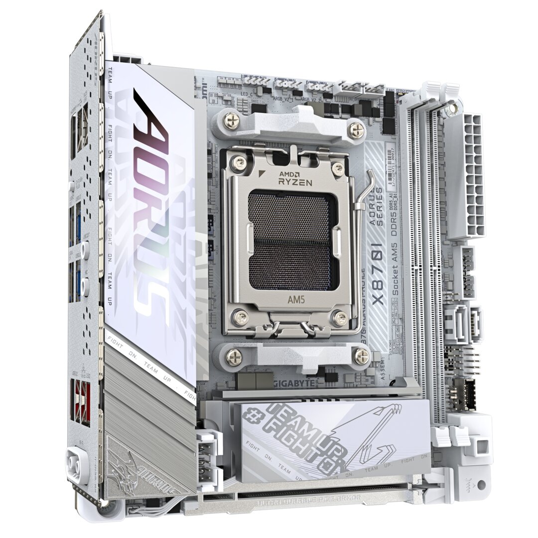 X870I Aorus Pro Ice: Gigabyte bringt weißes Mini-ITX-Mainboard mit X870 ...