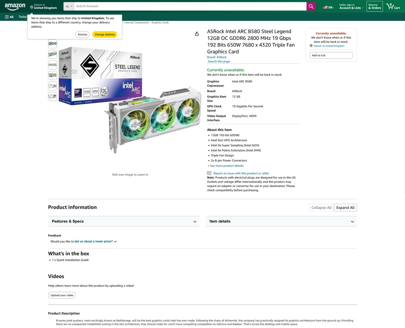 Intel Battlemage: Zwei Custom-Designs der Arc B580 auf Amazon gesichtet ...