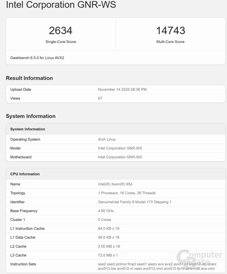 Granite Rapids (GNR-WS): Intel Xeon 600(X) mit bis zu 336 MB L3-Cache ...