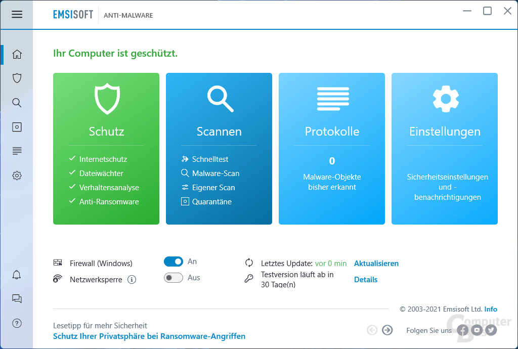Emsisoft Anti-Malware Download - ComputerBase